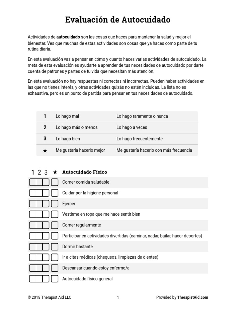 ACT Evaluacion de Autocuidado | PDF | La naturaleza humana | Sicología
