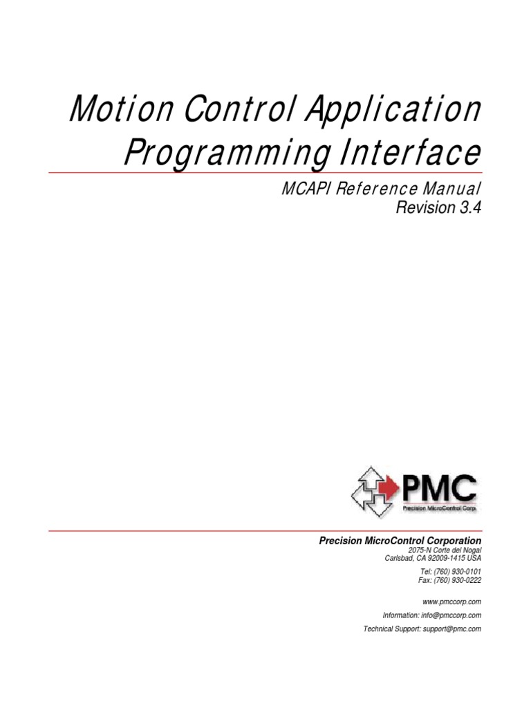 Motion Control Application Programming Interface: MCAPI Reference Manual | PDF | Device Driver ...