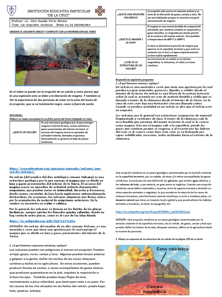 Erupciones Volcánicas: Guía Educativa | PDF | Volcán | Tipos de ...