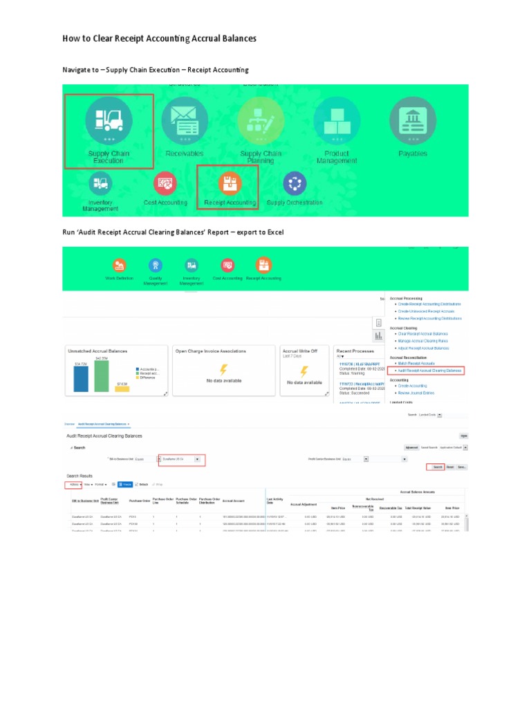 How To Clear Receipt Accrual Balances | PDF