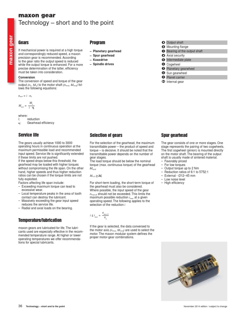Technology - Short and To The Point: Maxon Gear | PDF | Gear ...