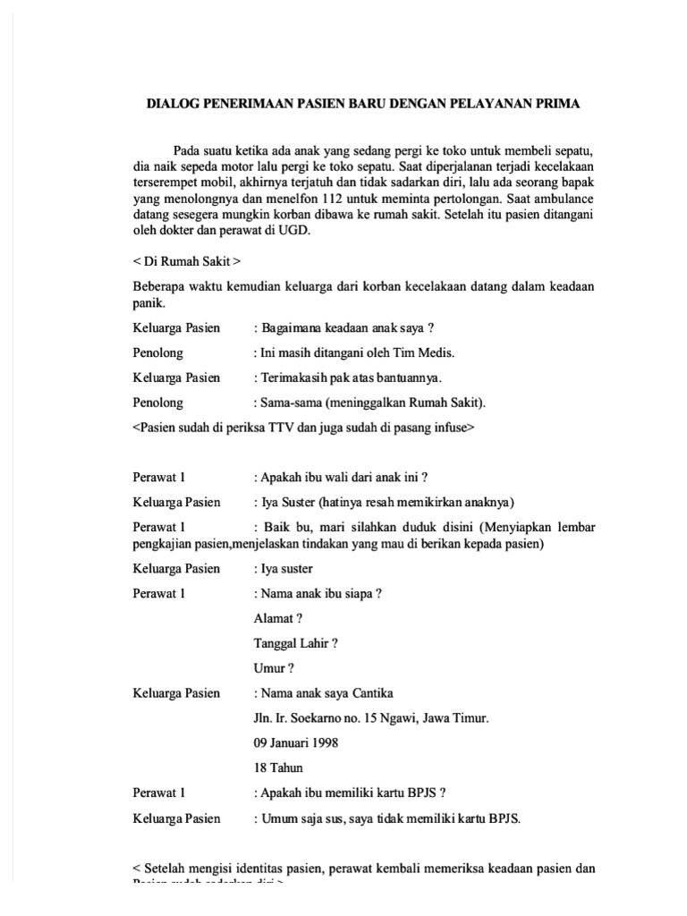 PDF Dialog Penerimaan Pasien Baru Dengan Pelayanan Prima | PDF
