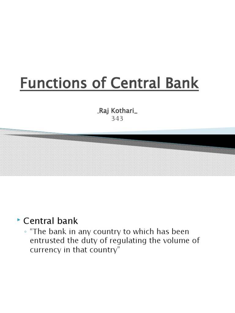 Functions of Central Bank | PDF