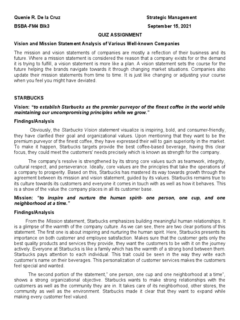 Quiz Assignment Vision and Mission Statement | PDF | Netflix ...