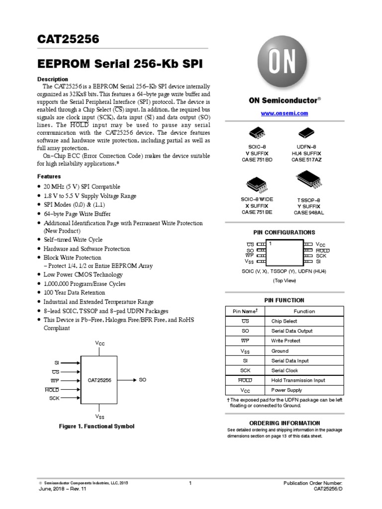 CAT25256 EEPROM Serial 256-Kb SPI: Description | PDF | Computer ...
