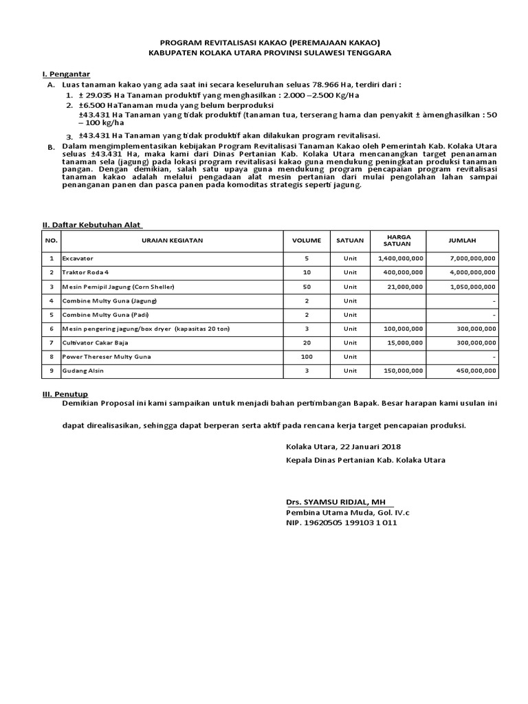 Proposal Revitalisasi Tanaman Kakao | PDF | Griya & Taman | Teknologi ...