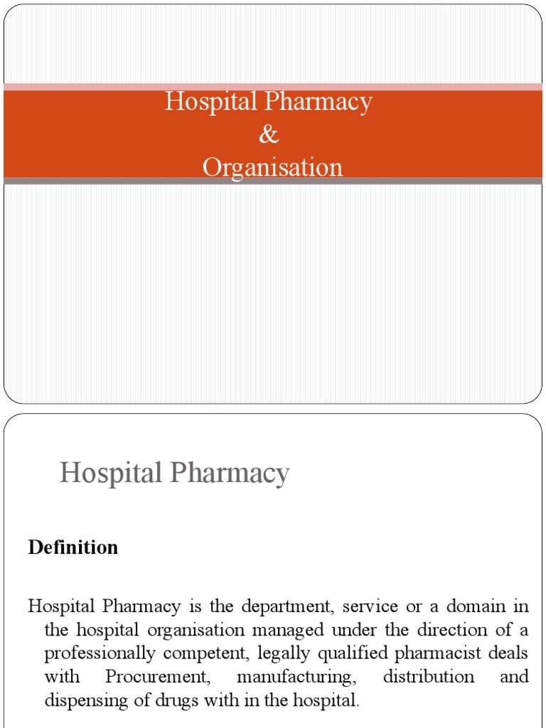 Organization and Functions of a Hospital Pharmacy Department | PDF ...