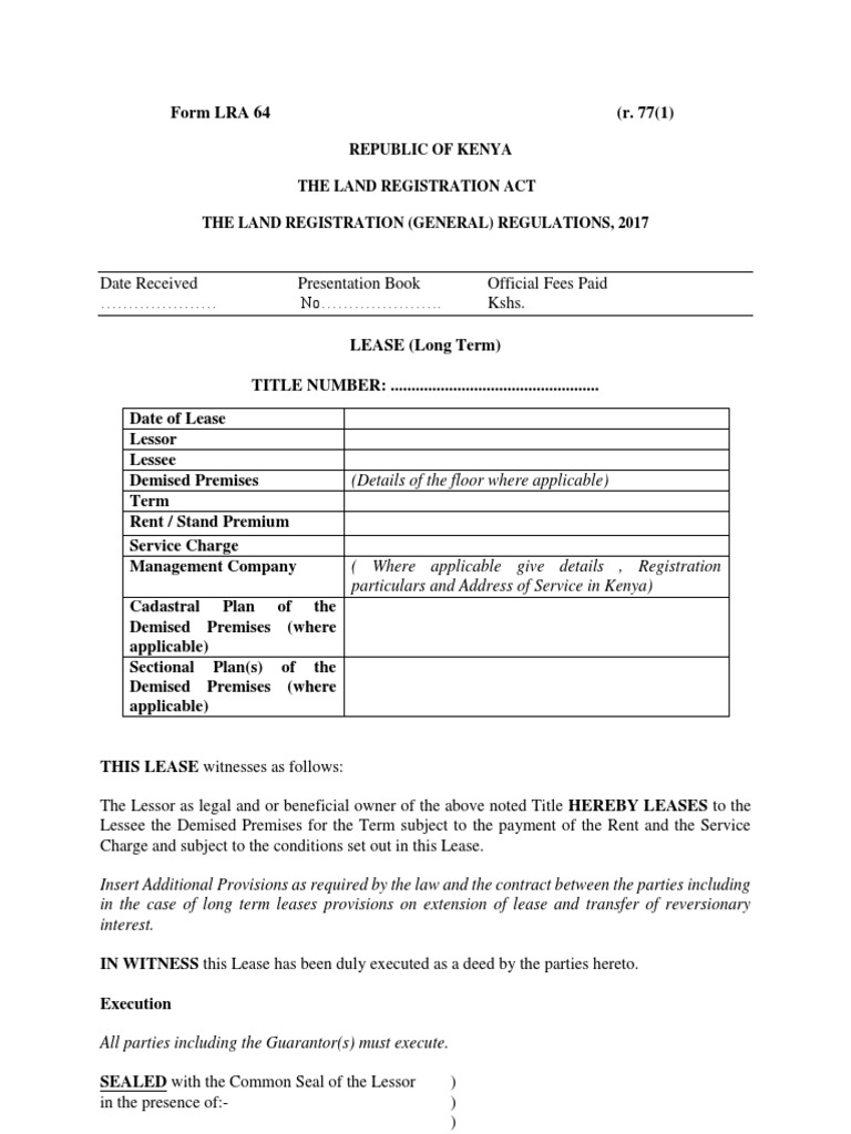 Republic of Kenya The Land Registration Act The Land Registration ...