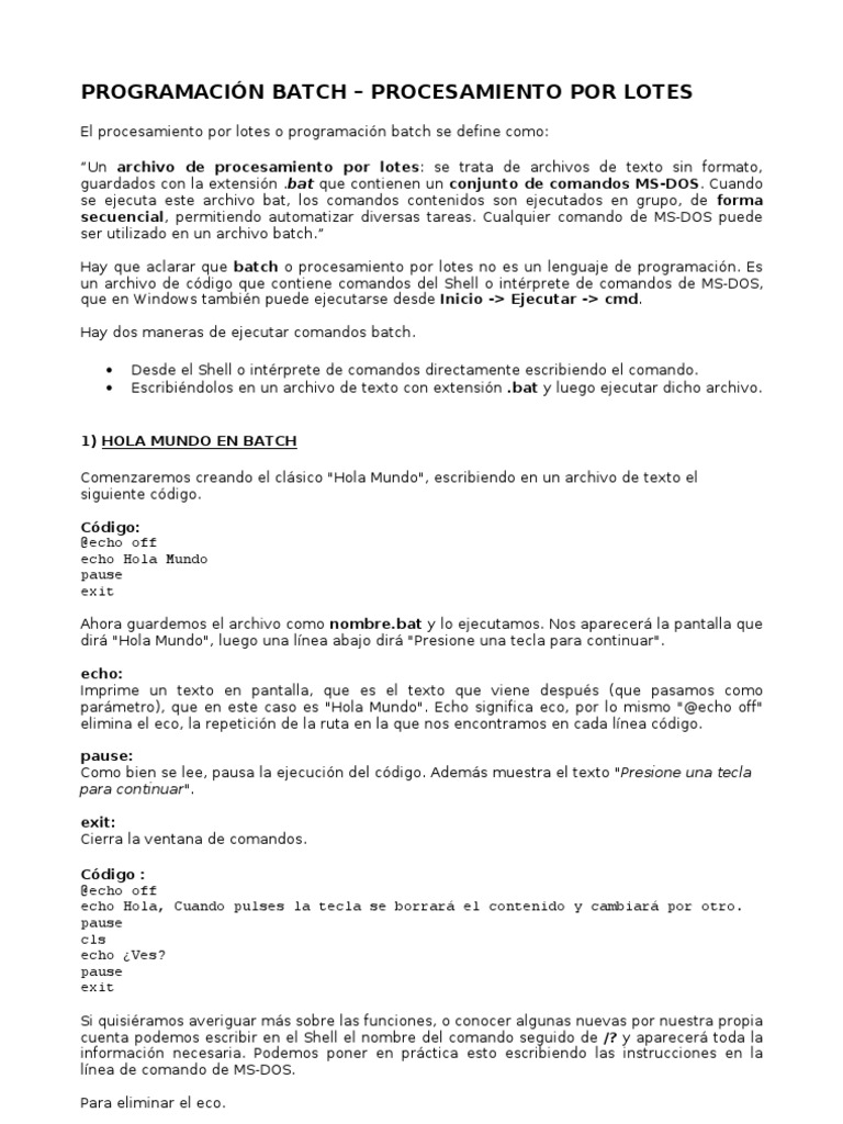 Programacion Batch | PDF | Microsoft Windows | Informática