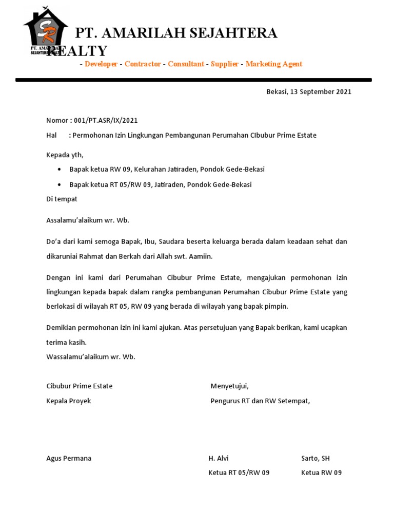 Permohonan Izin Lingkungan RT RW | PDF