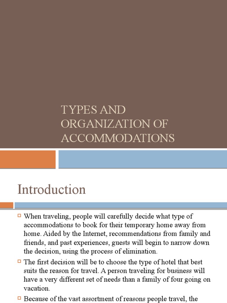 Types and Organization of Accommodations | PDF | Hotel | Resort