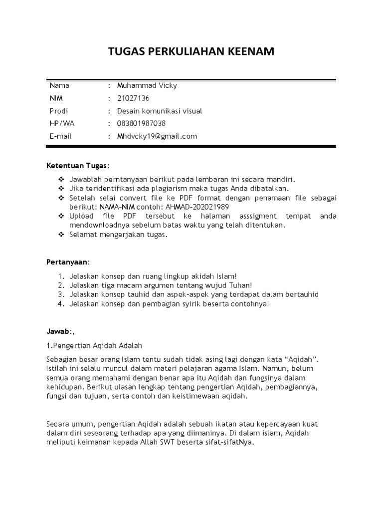 Muhammad Vicky-21027136-Tugas Ke 6 | PDF