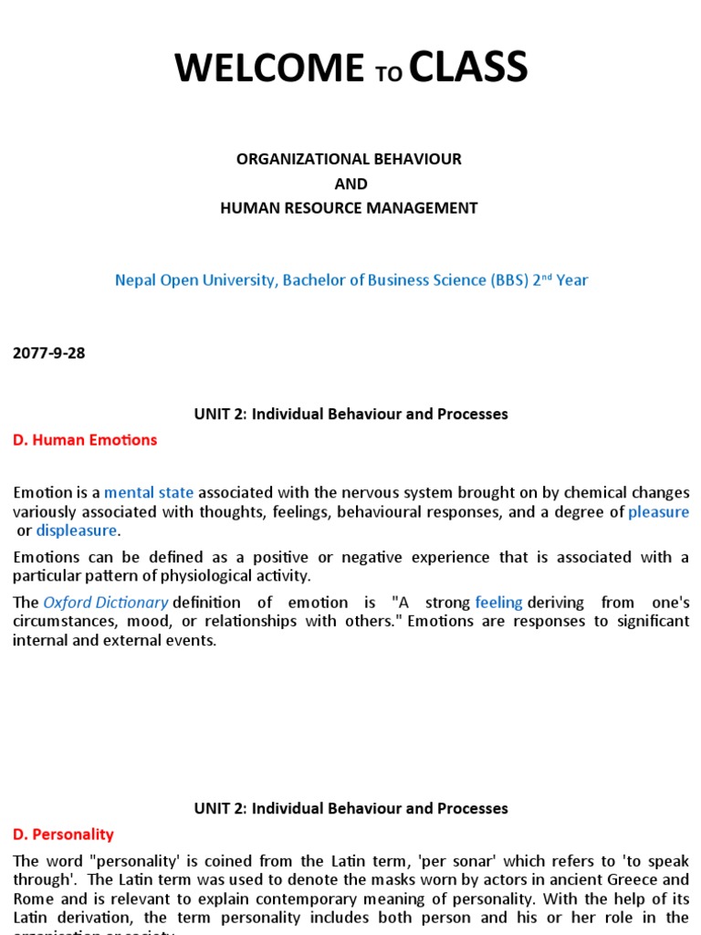 OBHRM Unit 2 2077-9-28 | PDF | Value (Ethics) | Perception