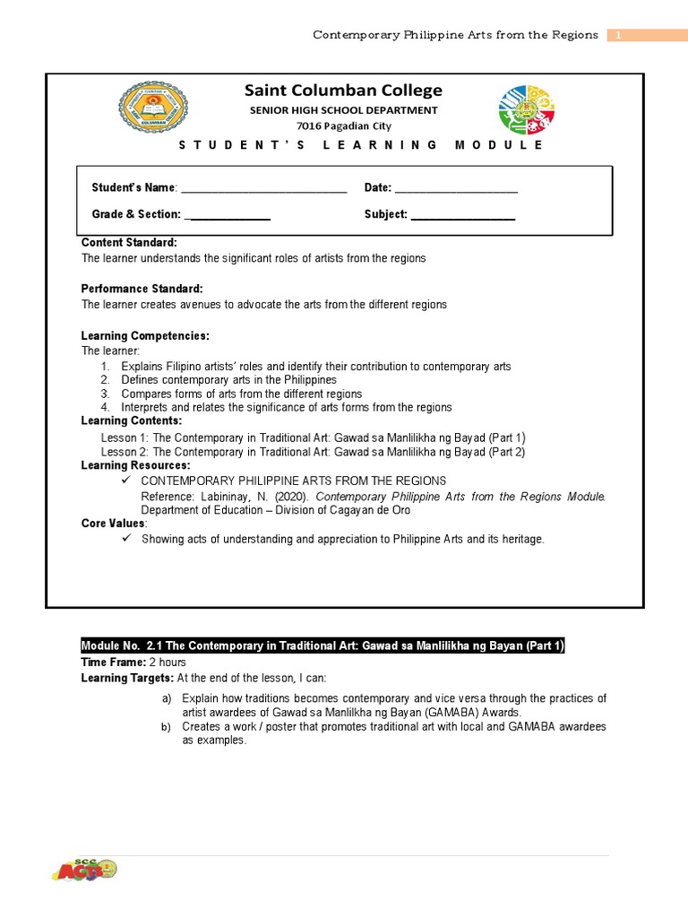 Saint Columban College: Contemporary Philippine Arts From The Regions ...