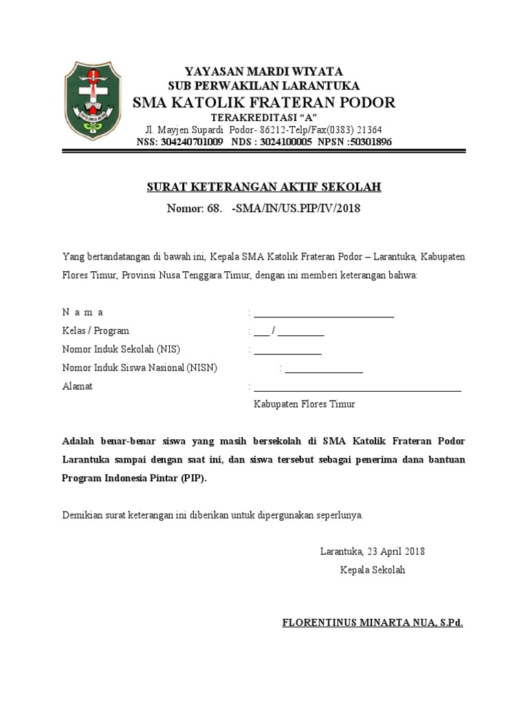 Sma Katolik Frateran Podor: Yayasan Mardi Wiyata Sub Perwakilan ...