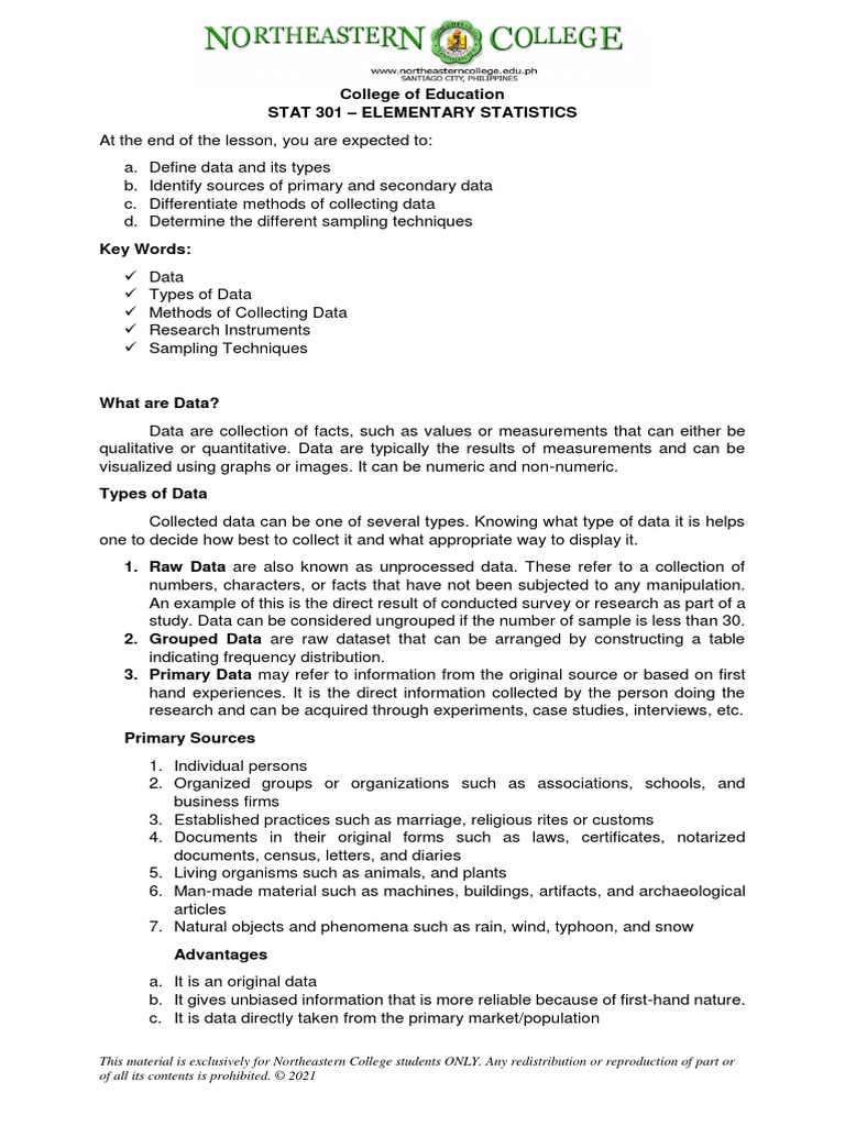 Stat Module 2 | PDF | Sampling (Statistics) | Data