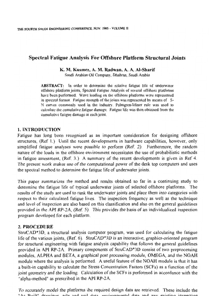 SPEctral Fatigue Analysis Offf STRUT CAD PDF | PDF