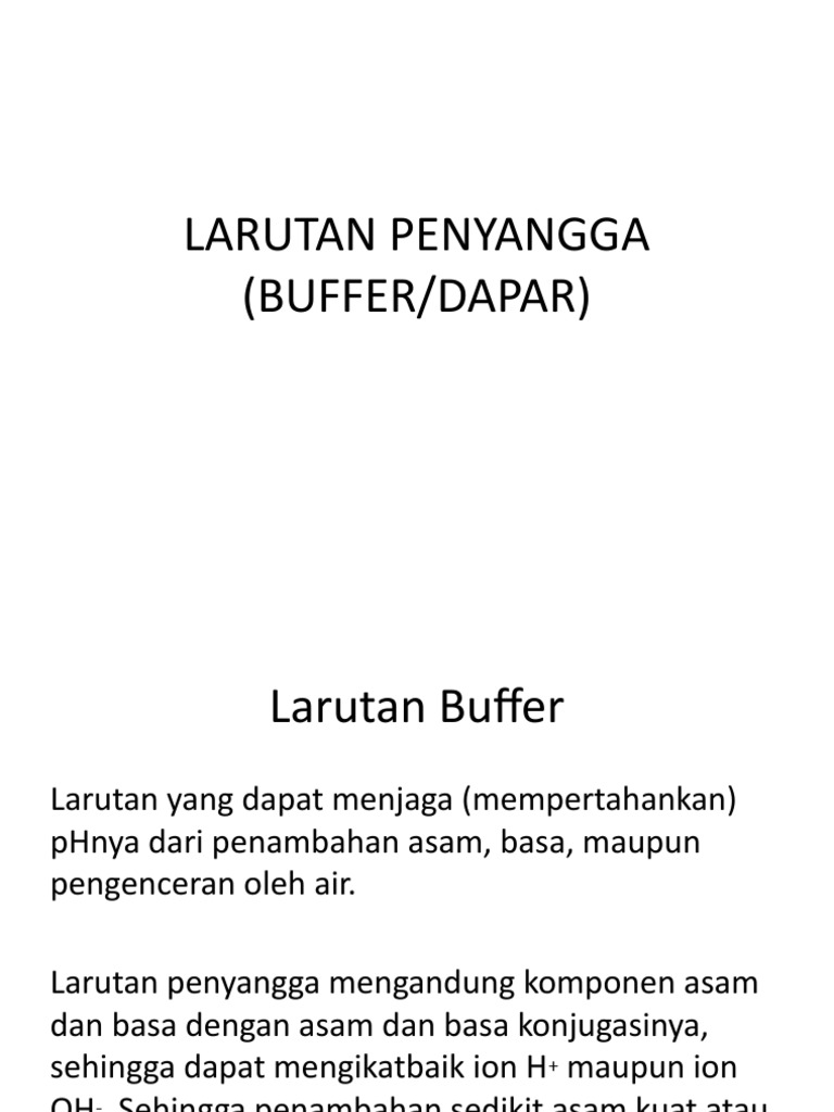 Kimia Dasar Ii Larutan Penyangga (Buffer) | PDF