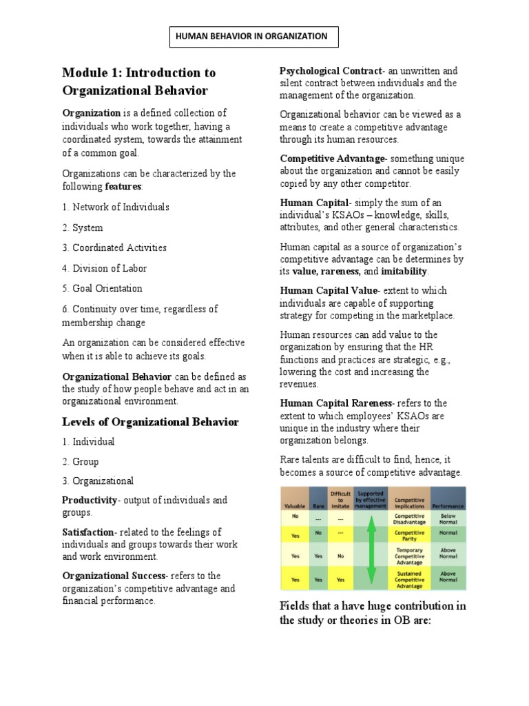 Module 1: Introduction To Organizational Behavior | PDF ...
