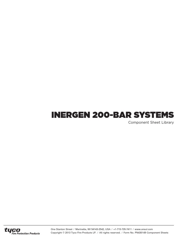 Inergen 200 Bar pn430149 Component Sheets | PDF | Valve | Actuator