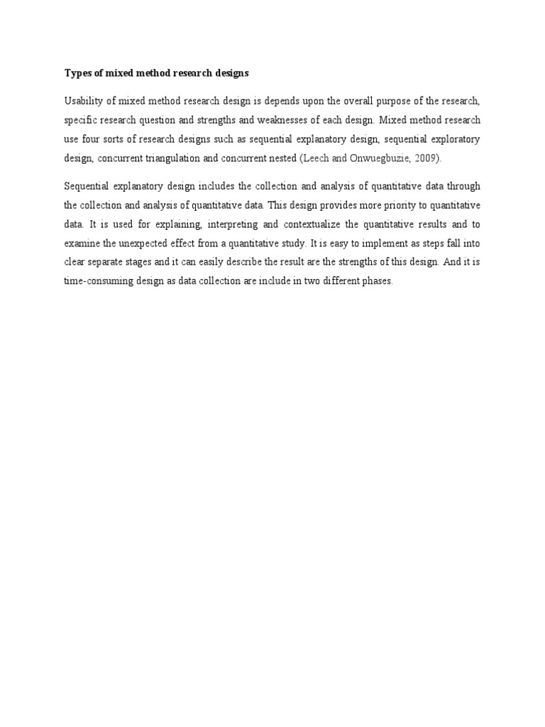 Types of Mixed Method Research Designs | PDF