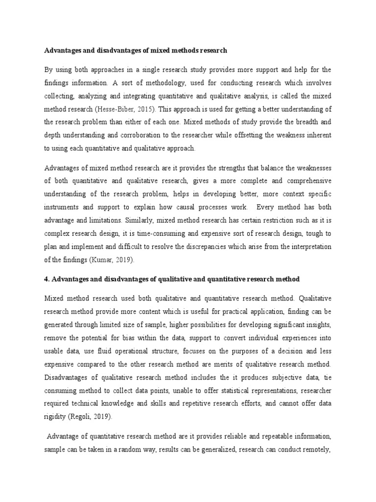 Advantages and Disadvantages of Mixed Methods Research | PDF ...
