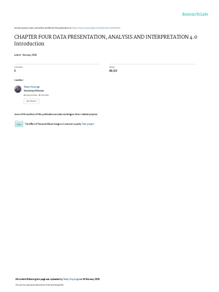 Chapter Four Data Presentation, Analysis and Interpretation 4.0 | PDF | Internet | Computing