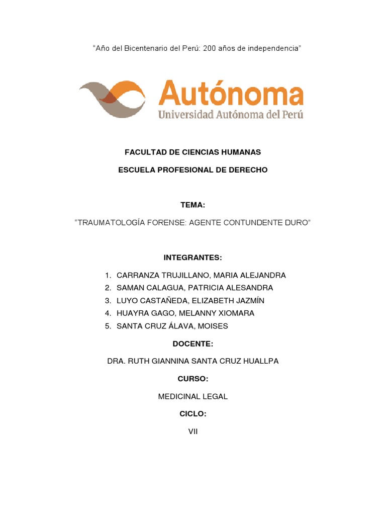 Traumatología Forense: Agente Contundente | PDF | Jurisprudencia médica ...