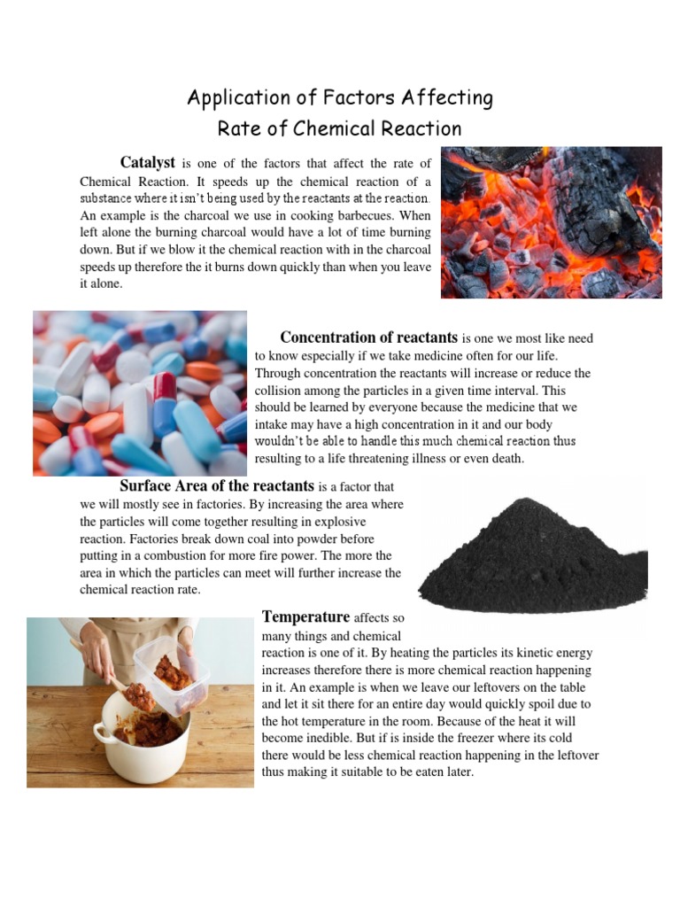 Application of Factors Affecting Rate of Chemical Reaction | PDF ...