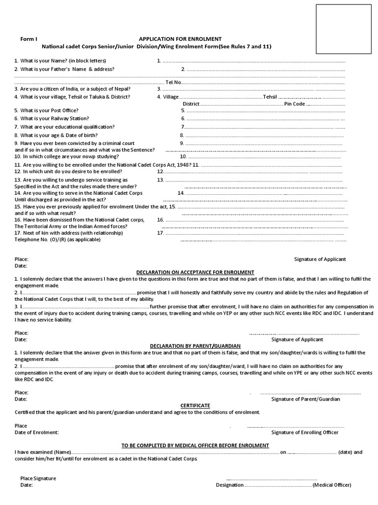Enrollment Form For JW and SW | PDF | Cadet | Justice
