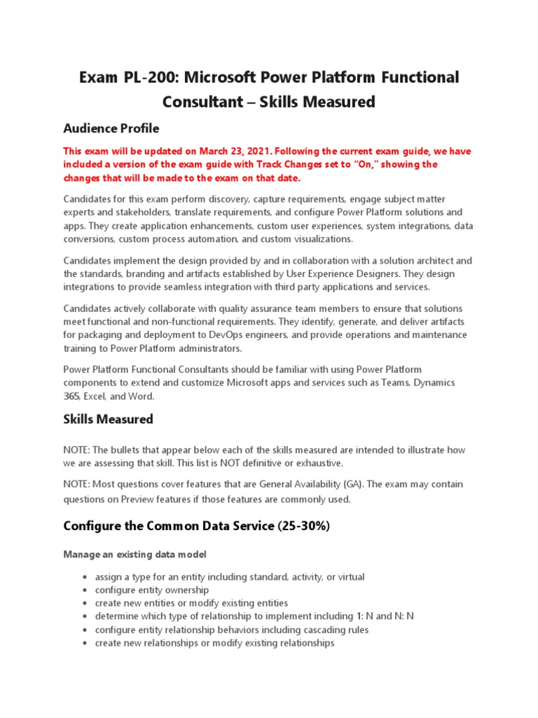 Exam PL 200 Microsoft Power Platform Functional Consultant Skills ...