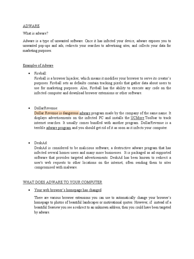 Adware Description | PDF | Malware | Cybercrime