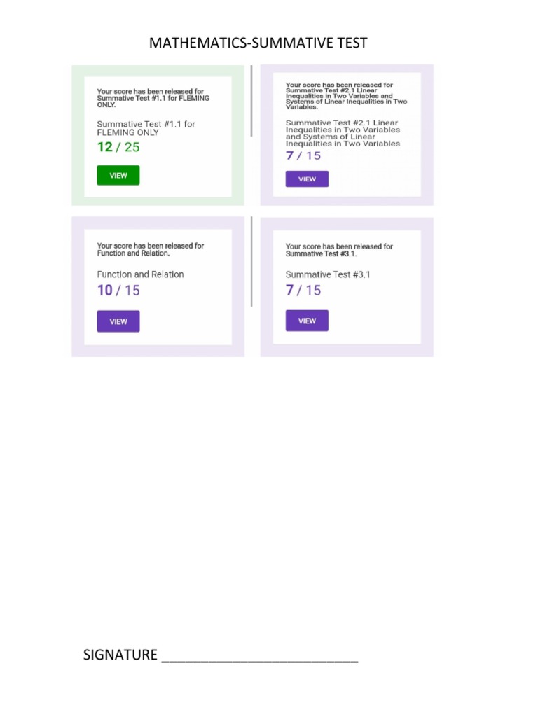 Summative Test Mathematics | PDF