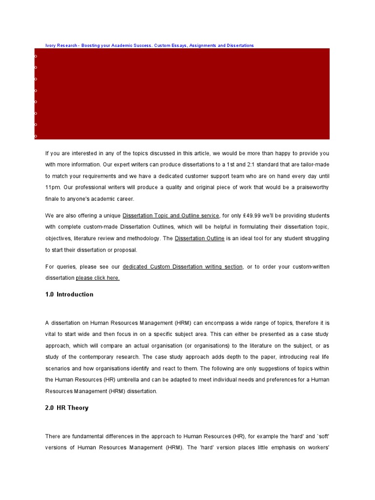 Dissertation Topics. - HR | PDF | Human Resource Management | Motivation