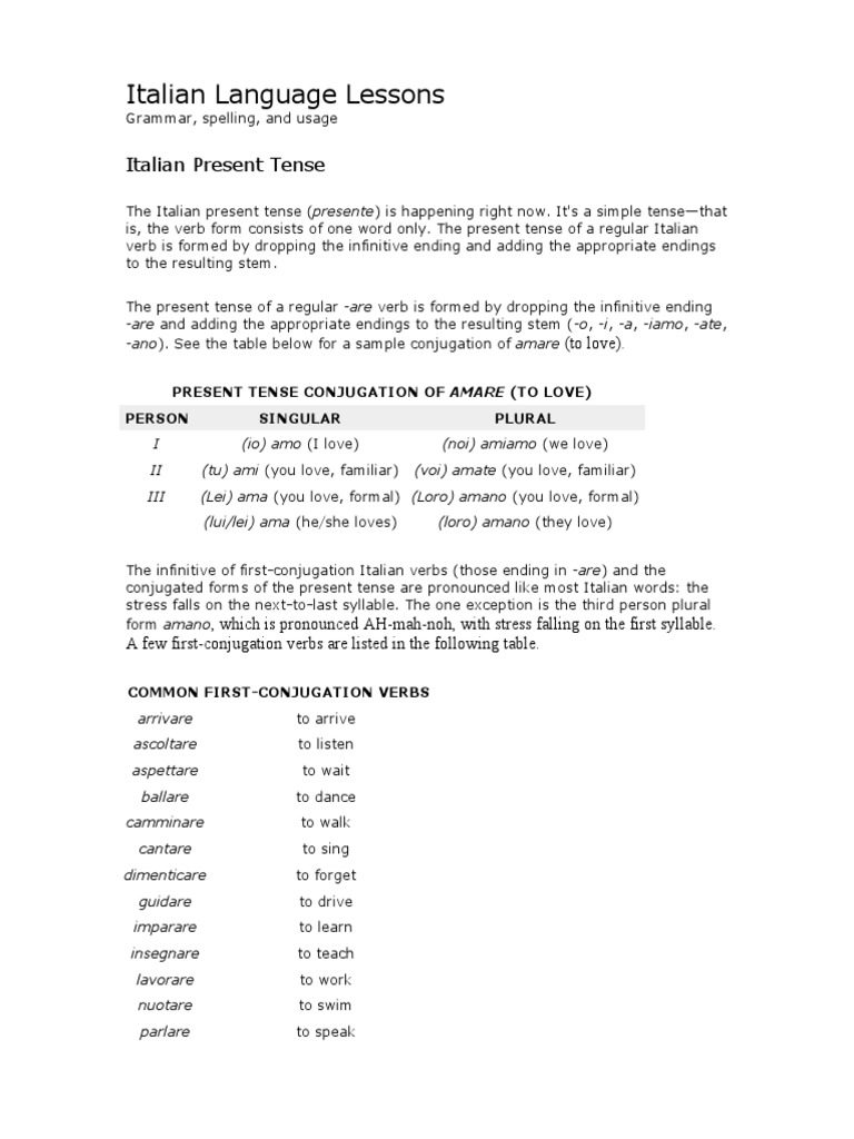 Italian Verbs | PDF | Grammatical Conjugation | Semantics