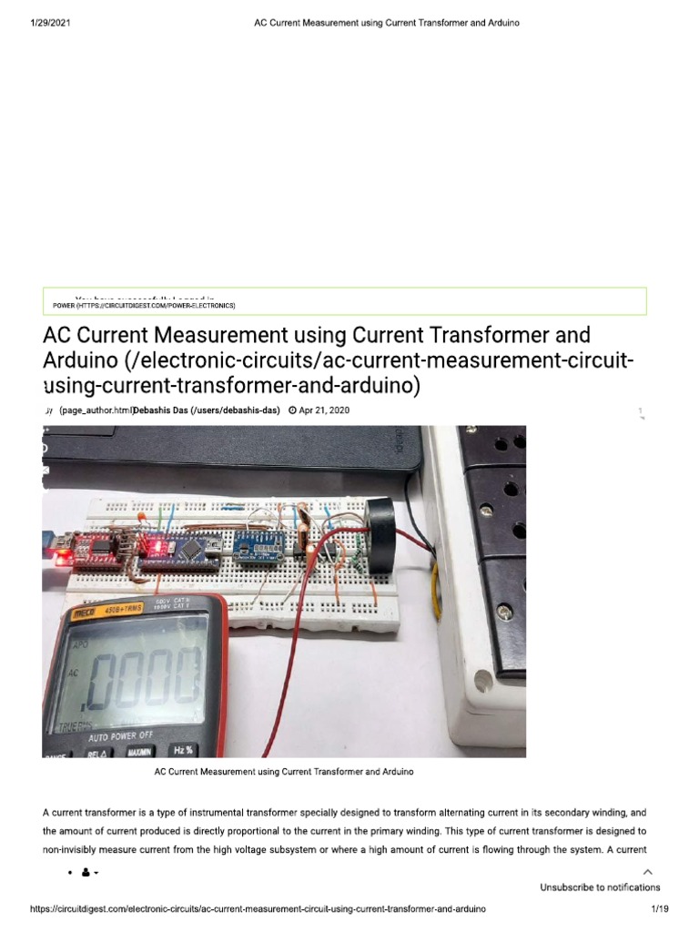 AC Current Measurement Using Current Transformer and Arduino | PDF