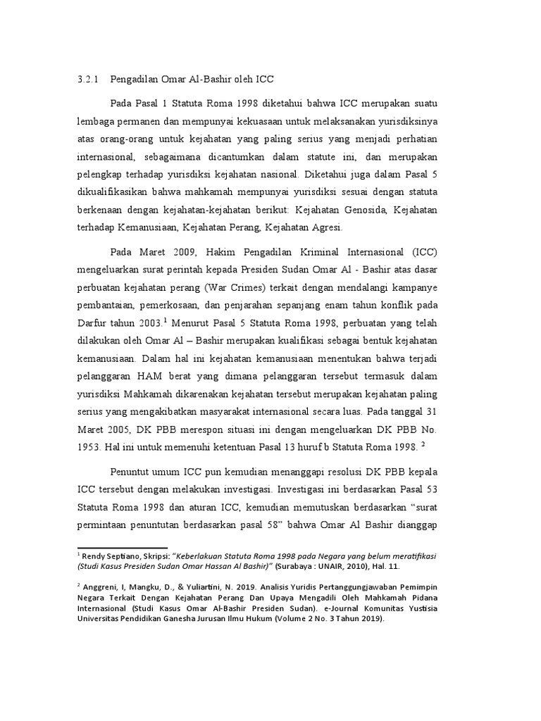 Pengadilan Omar Al-Bashir Oleh ICC | PDF