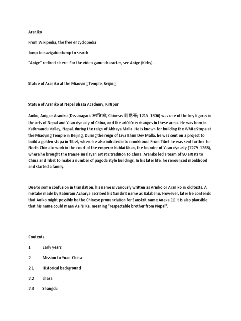 Araniko | PDF