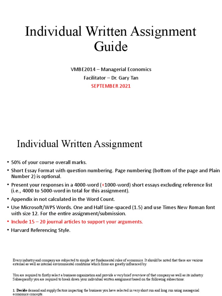 Individual Written Assignment Guide | PDF | Economics | Gross Domestic ...