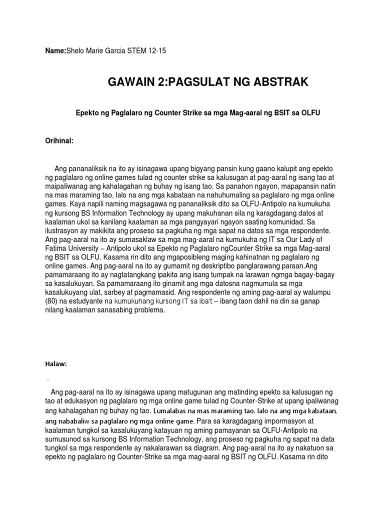 Gawain 2.pagsulat NG Abstrak | PDF
