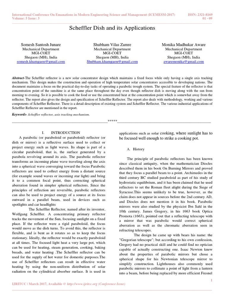 Scheffler Dish and Its Applications | PDF