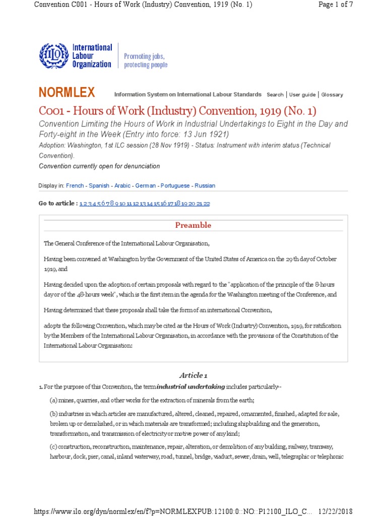 ILO - Hours of Work | PDF | International Labour Organization | Factory