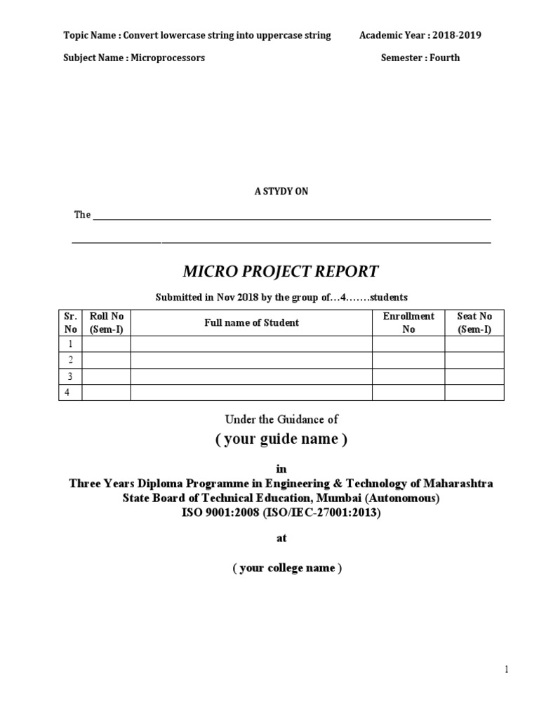 Micro Project Report: (Your Guide Name) | PDF | Central Processing Unit ...