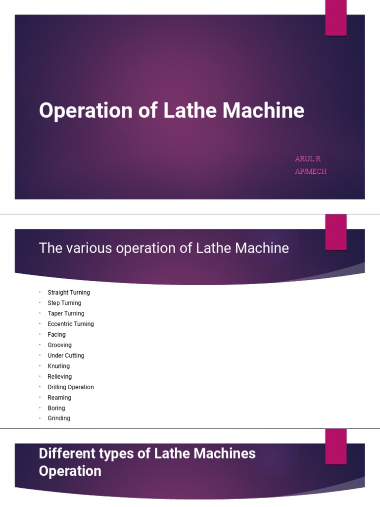 Lathe Machine Operations Overview | PDF | Grinding (Abrasive Cutting ...