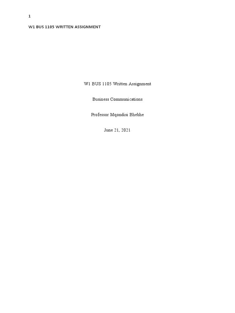 W1 BUS 1105 Written Assignment | PDF | Conversation | Communication