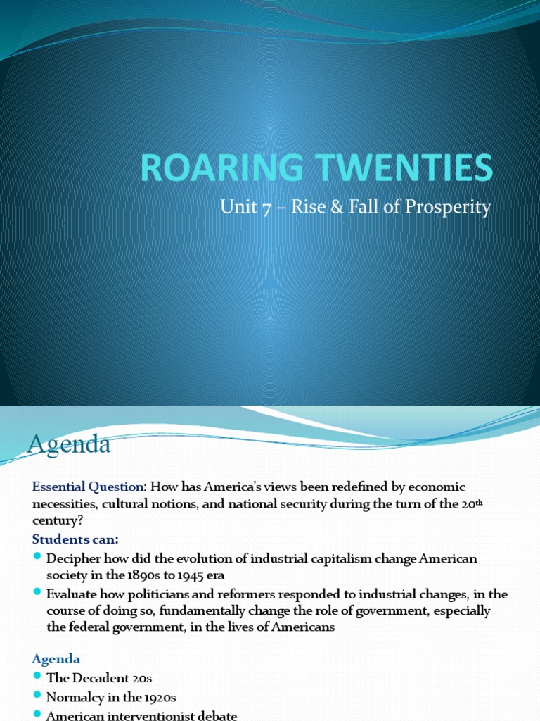 Roaring Twenties: Rise & Fall of Prosperity | PDF | The United States ...