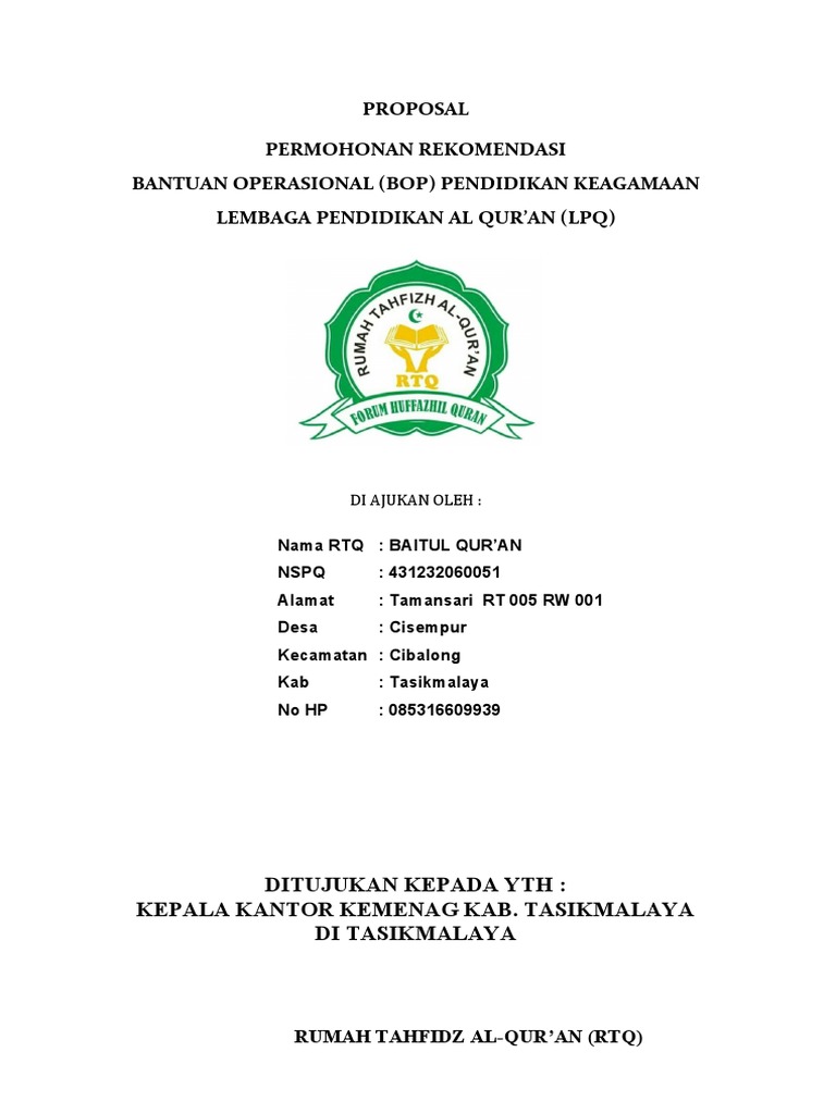 Contoh Proposal Bop RTQ | PDF