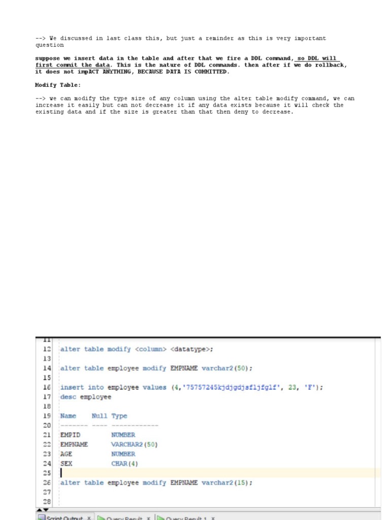Class02 DDL DMC TCL HWM | PDF | Table (Database) | Software Development