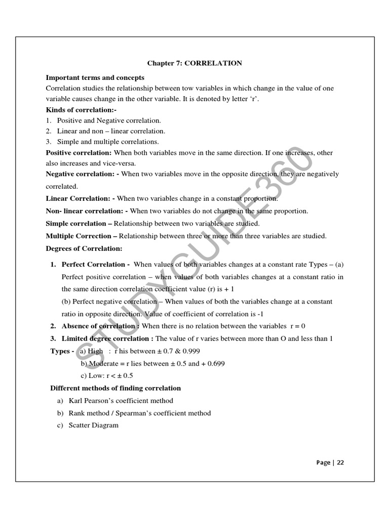 Economics Class 11 Notes Chapter Correlation | PDF | Correlation And ...