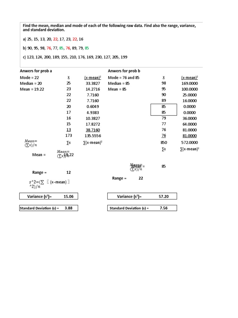 Statistical Analysis: Mean, Median, Mode | PDF | Median | Variance